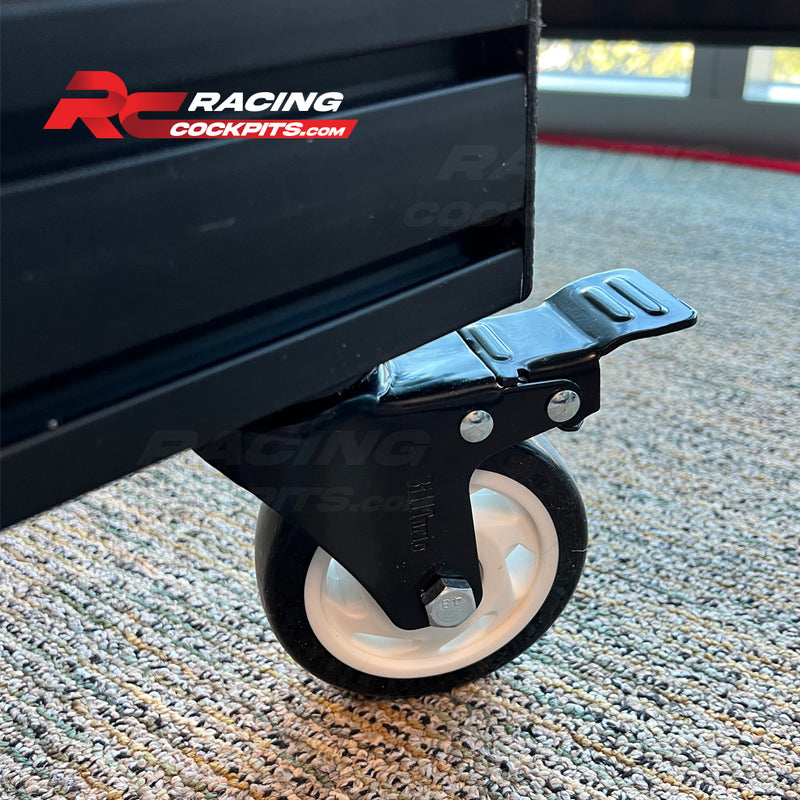 Heavy Duty 4-Inch Caster Wheels For Sim Racing Rig (Set of 4 - Dual Lo